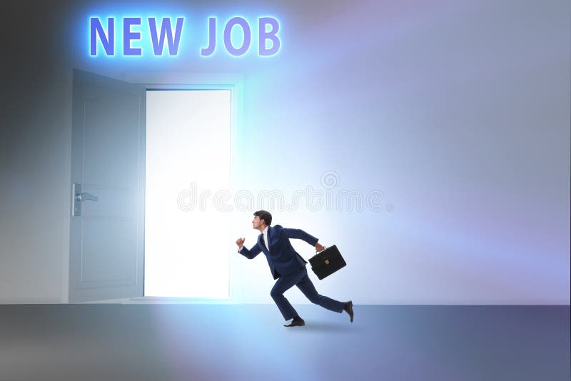 New Job Concept with Open Door Stock Photo - Image of employee ...