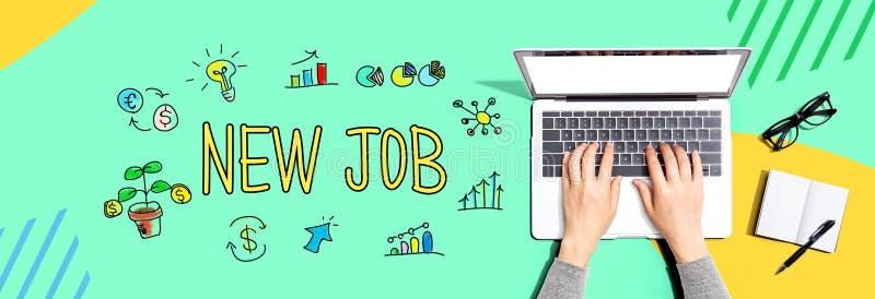 New Job with Person Using a Laptop Stock Photo - Image of employee ...