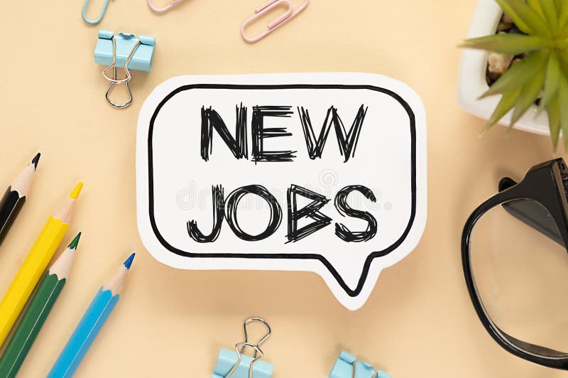 NEW JOB Text on Notebook on Yellow Desk Stock Photo - Image of year ...