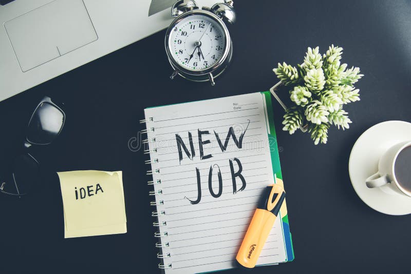 New job text on notepad stock photo. Image of employment - 200288974