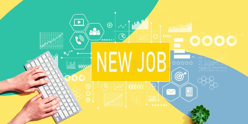 New Job Theme with Person Using Computer Keyboard Stock Photo - Image ...