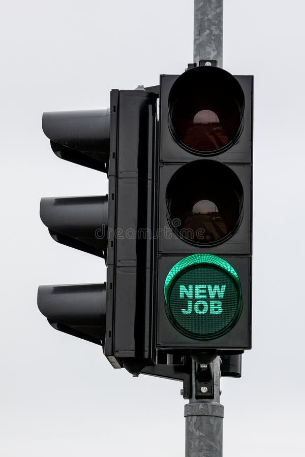 New Job. Traffic Light with Green Light Stock Photo - Image of ...