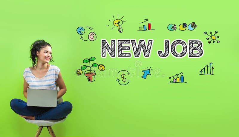 New job with young woman stock image. Image of panorama - 140053421