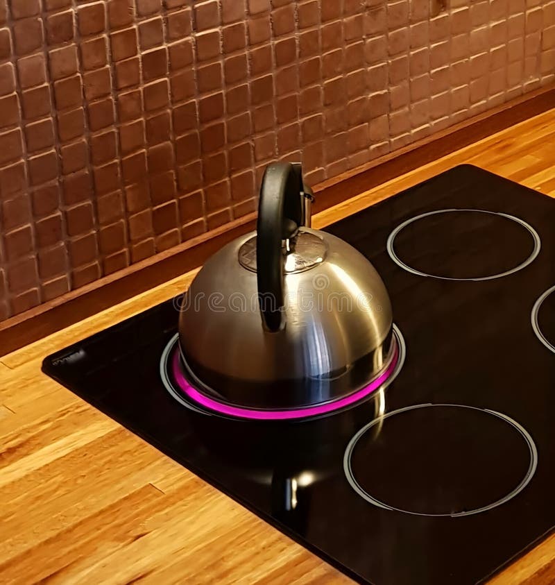 New Kettle on a Design Modern Kitchen Stock Image - Image of furniture ...