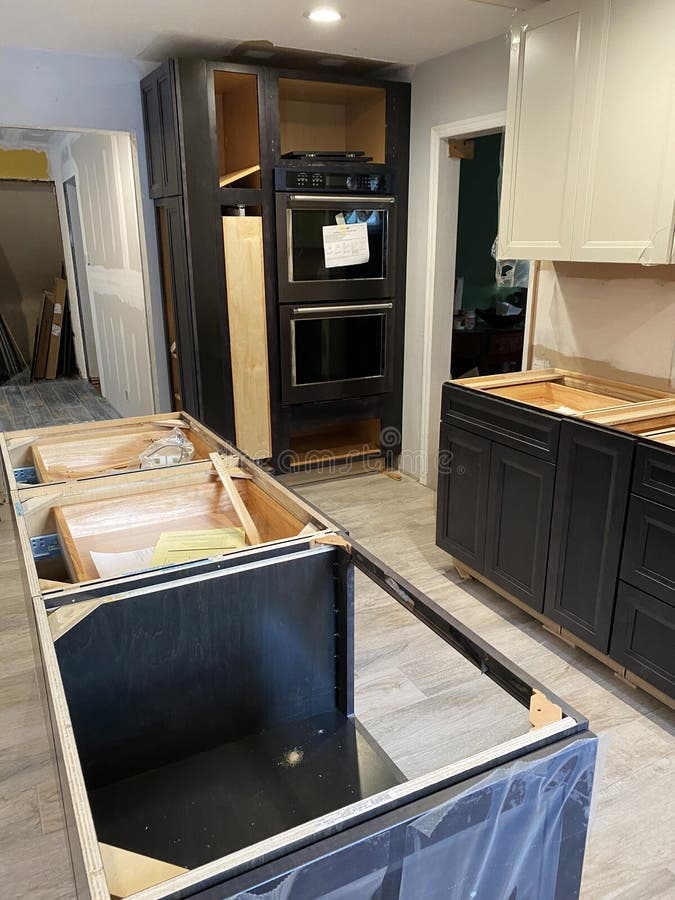 New Kitchen Under Construction Stock Photo - Image of install, copy ...