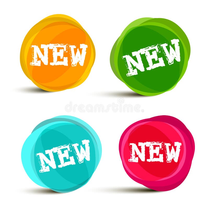 New Labels in Colorful Round Shapes Stock Vector - Illustration of ...
