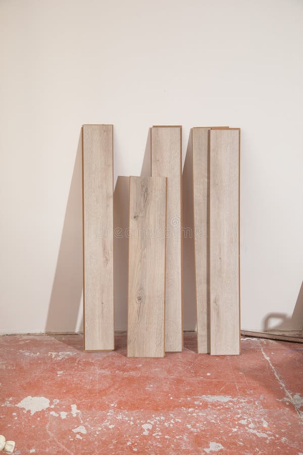 New Laminates Lying on Old Floor. Renovation of Floor Stock Image ...