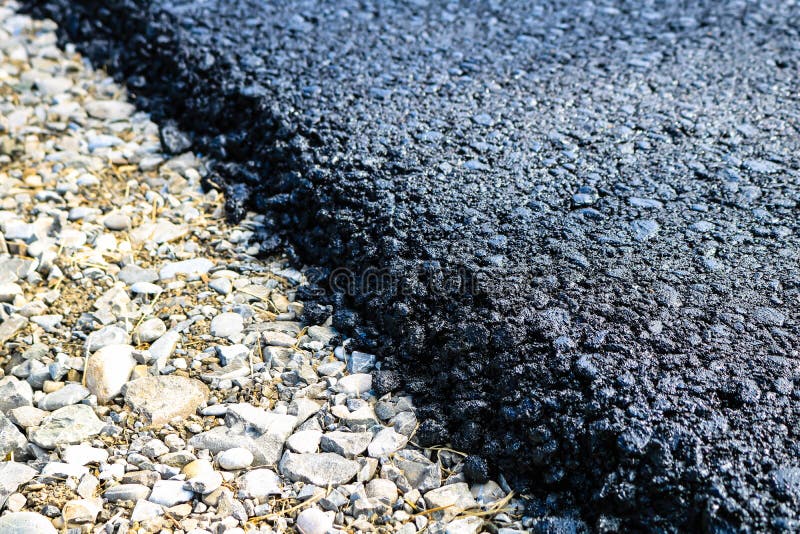 New Layer of Asphalt Road Under Construction Stock Photo - Image of ...
