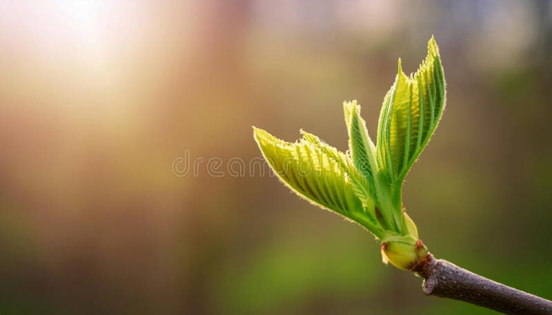 New Leaf Budding on a Tree Branch, Symbolizing Fresh Starts, Growth ...