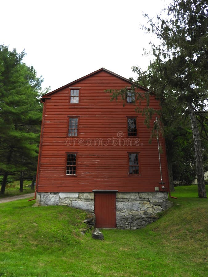 New Lebanon Shaker Village Red Granary Building with Giant Stone Block ...