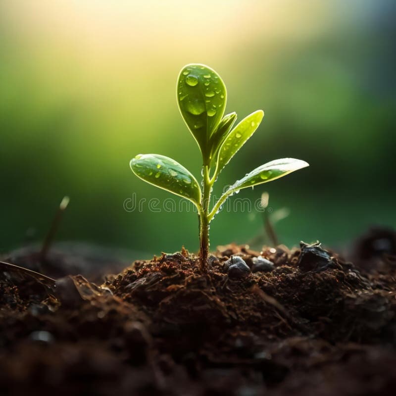 New Life Emerges in Wet Spring Season Generative Ai. Stock Illustration ...