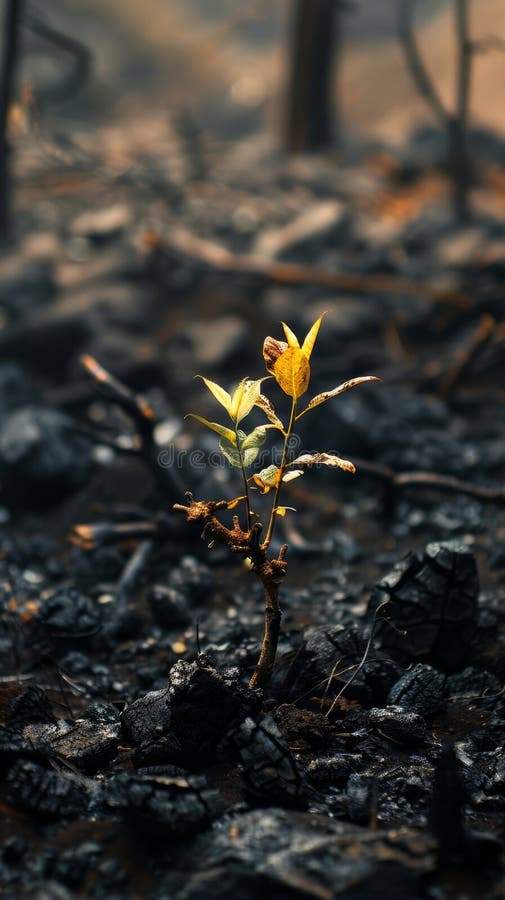 New Life Emerging from Burnt Forest Ground Stock Photo - Image of ...