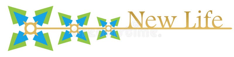 New Life Green Blue Floral Horizontal Stock Illustration - Illustration ...