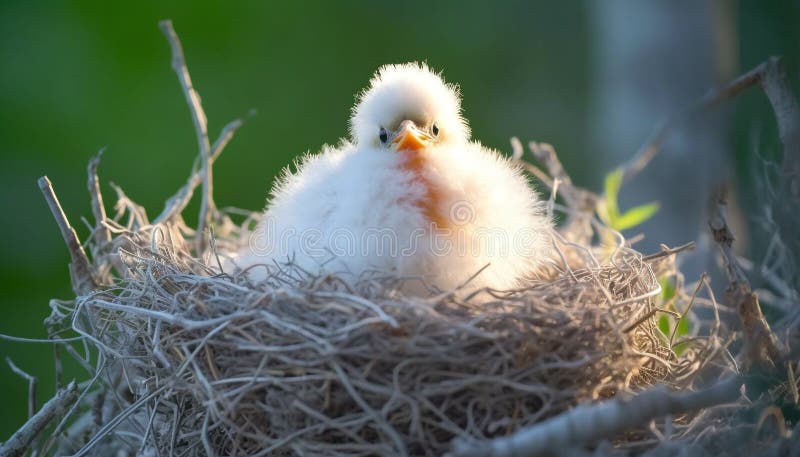 New Life Hatching, Cute Fluffy Chick Emerges from Birds Nest Generated ...