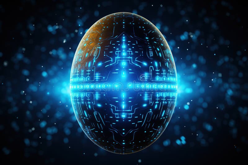 New Life Illustration. Easter Egg Icon Shaped with Blue Neural Connections Stock Illustration ...