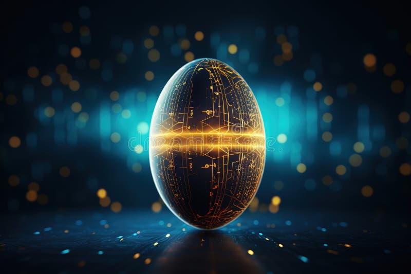 New Life Illustration. Easter Egg Icon Shaped with Blue Neural Connections Stock Illustration ...