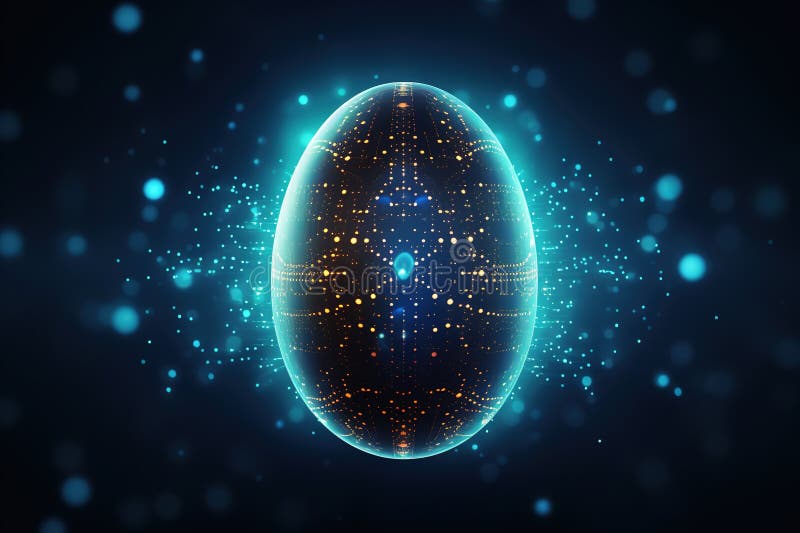 New Life Illustration. Easter Egg Icon Shaped with Blue Neural ...