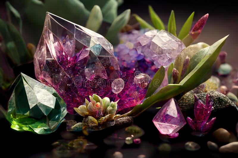 New Life in Spring Time with Crystals Stock Illustration - Illustration ...