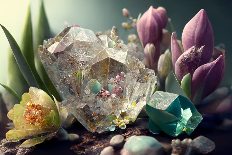 New Life in Spring Time with Crystals Stock Illustration - Illustration ...