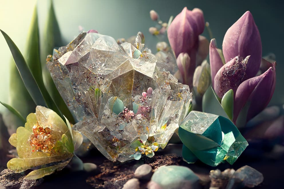 New Life in Spring Time with Crystals Stock Illustration - Illustration ...