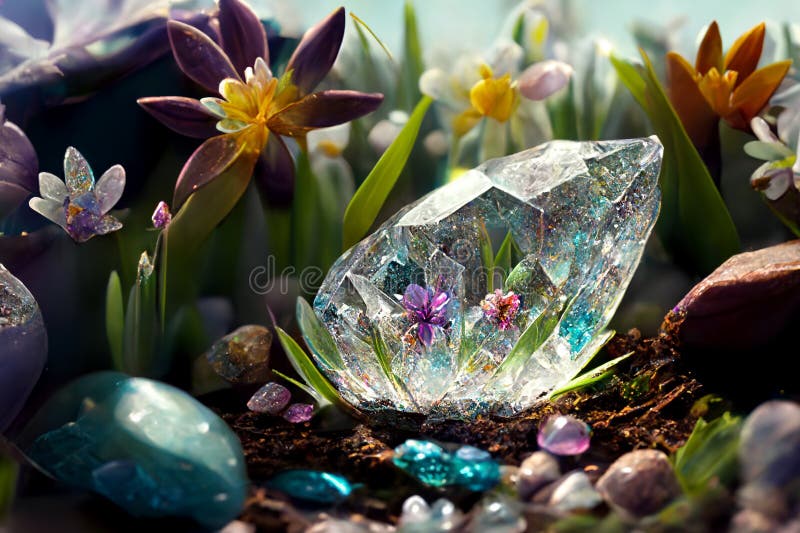 New Life in Spring Time with Crystals Stock Illustration - Illustration ...