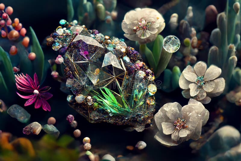 New Life in Spring Time with Crystals Stock Illustration - Illustration ...