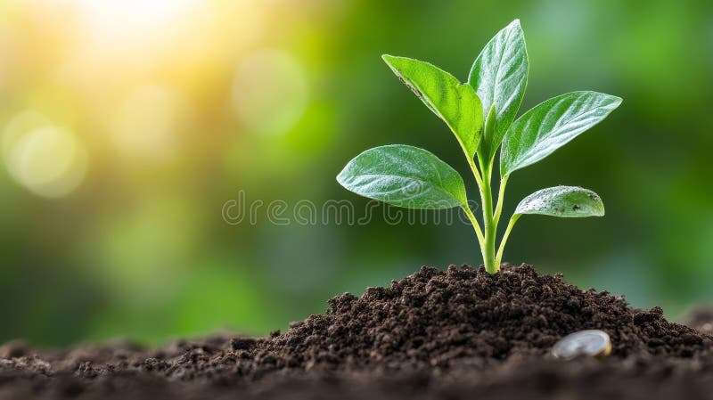 New Life Springs Forth, a Young Plant Breaks through the Soil, Reaching ...