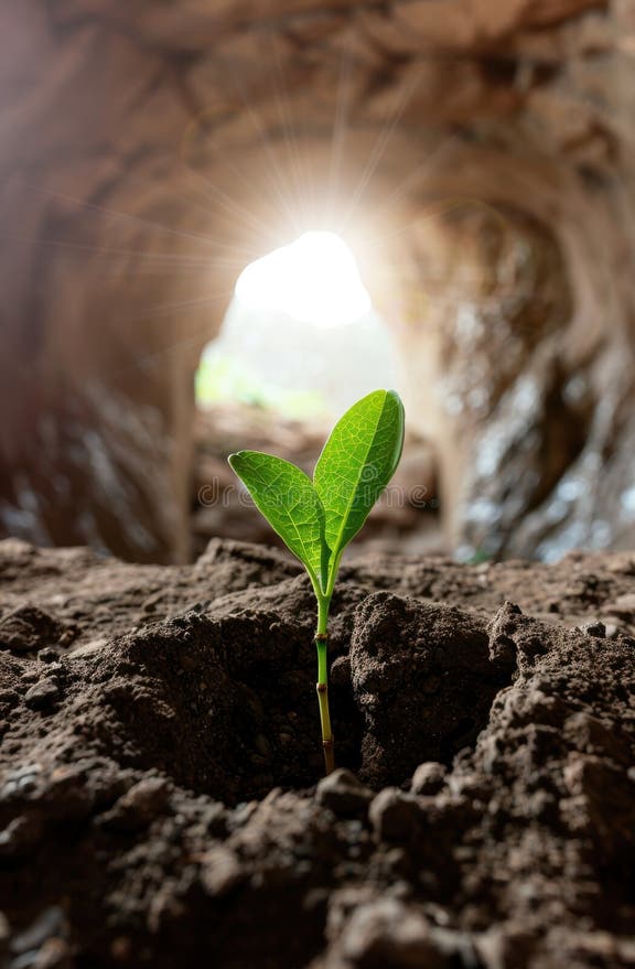 New Life Sprouting from the Earth Stock Illustration - Illustration of ...