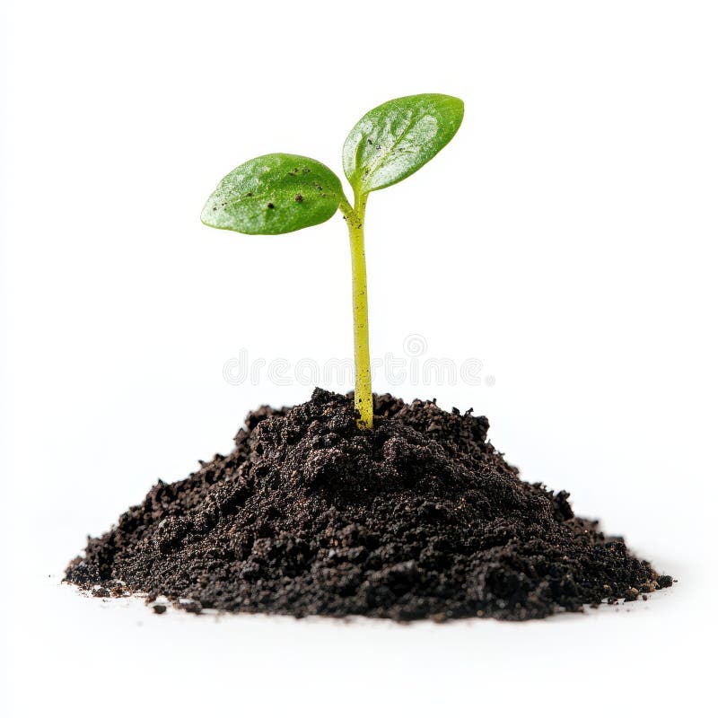 New Life Sprouting Seedling in Soil Growth Nature Isolated on White ...