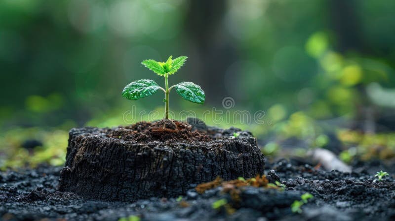 New Life Sprouting: Young Tree Emerging from Old Tree Stump Stock ...