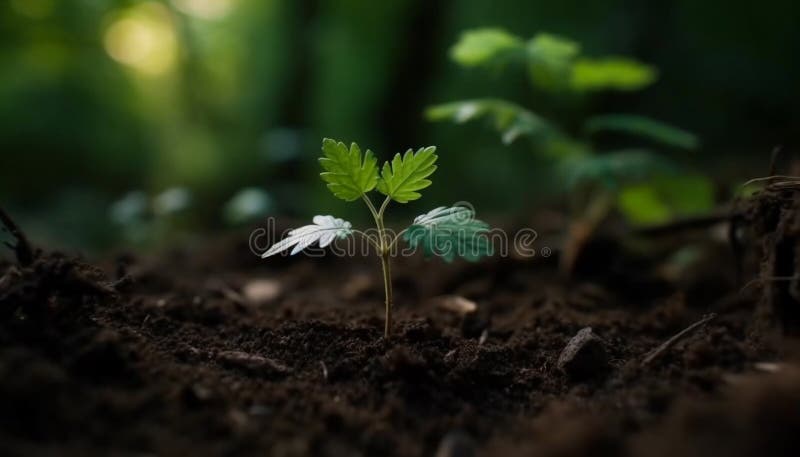 New Life Sprouts from Seedling in Fresh Springtime Growth Generated by ...