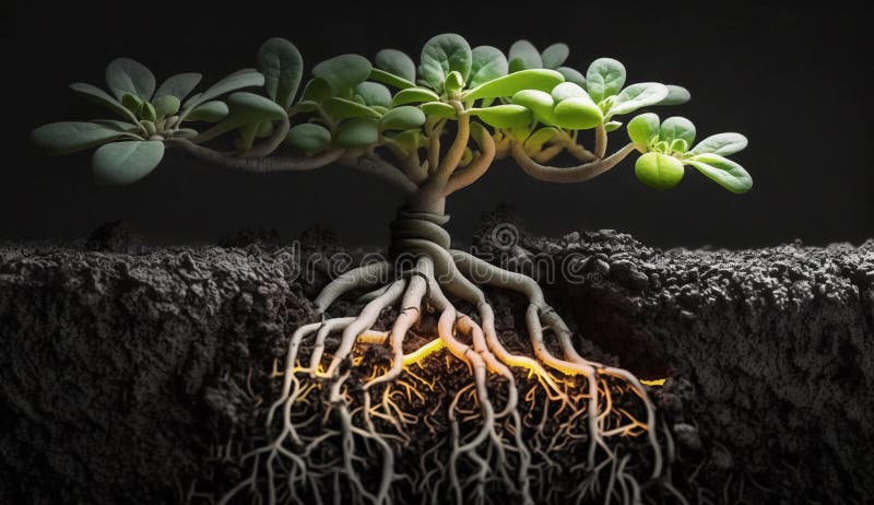 New Life Sprouts from Twisted Root Macro Image Generated by AI Stock ...