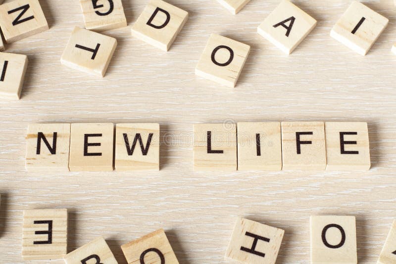 New Life Text on a Wooden Cubes. Wood Abc Stock Image - Image of ...