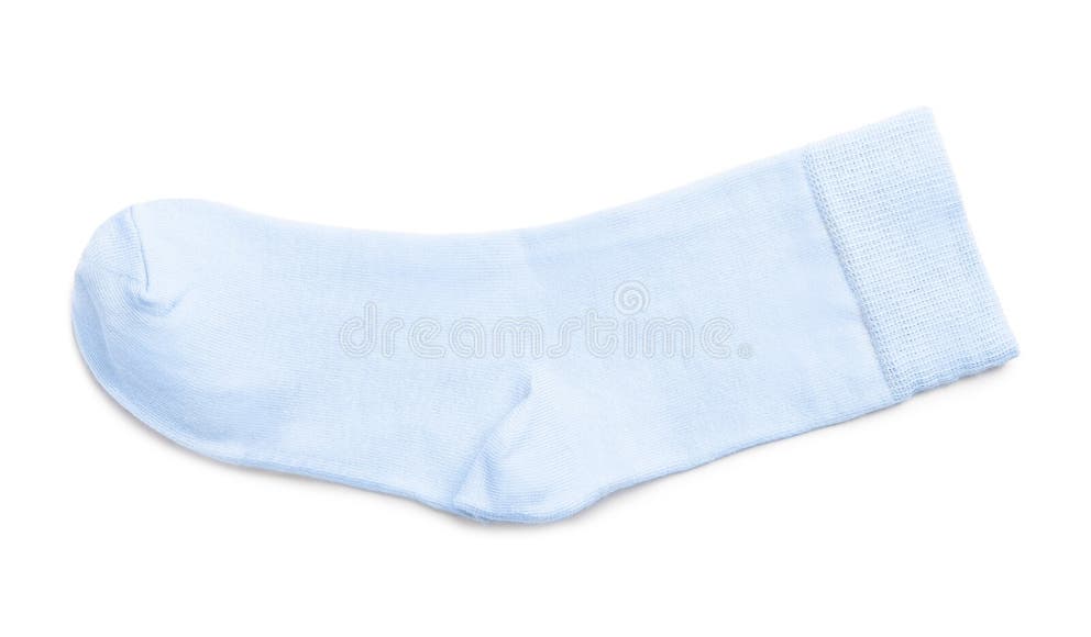 New Light Blue Sock Isolated on White, Top View Stock Image - Image of ...
