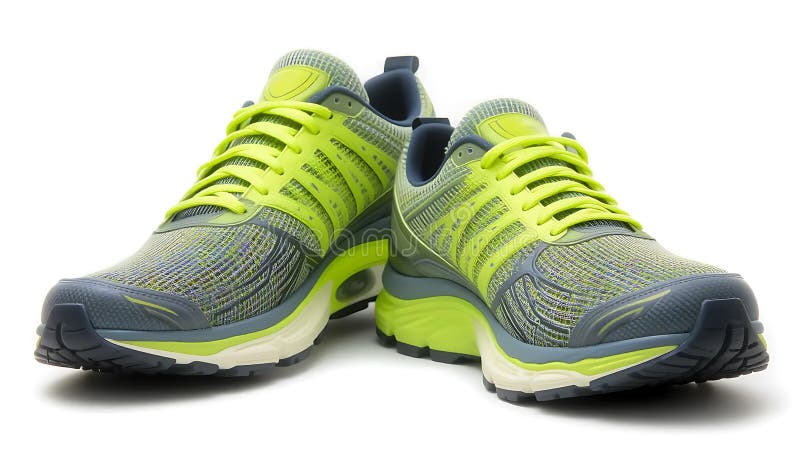 New Lime Green and Gray Athletic Running Shoes Stock Illustration ...