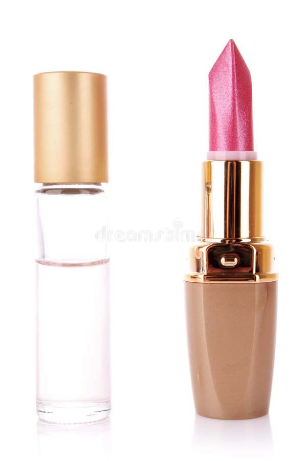 New Lipstick and Some Liquid Cosmetics Stock Image - Image of beautiful ...