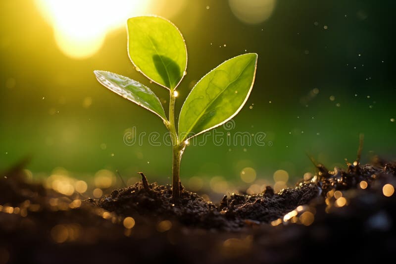 A New Little Sprout of a Tree. AI Generated. Stock Illustration ...