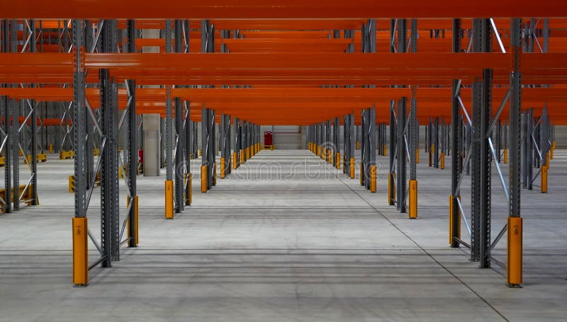 Logistics Warehouse with Empty High Racks Stock Image - Image of ...