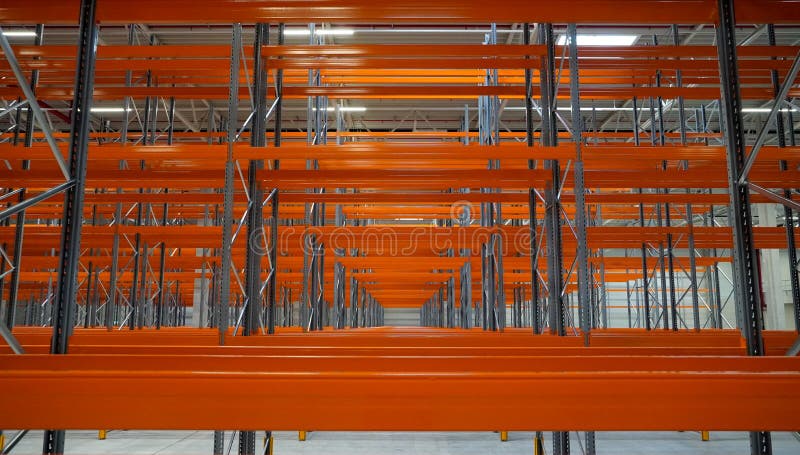 Logistics Warehouse with Empty High Racks Stock Image - Image of ...