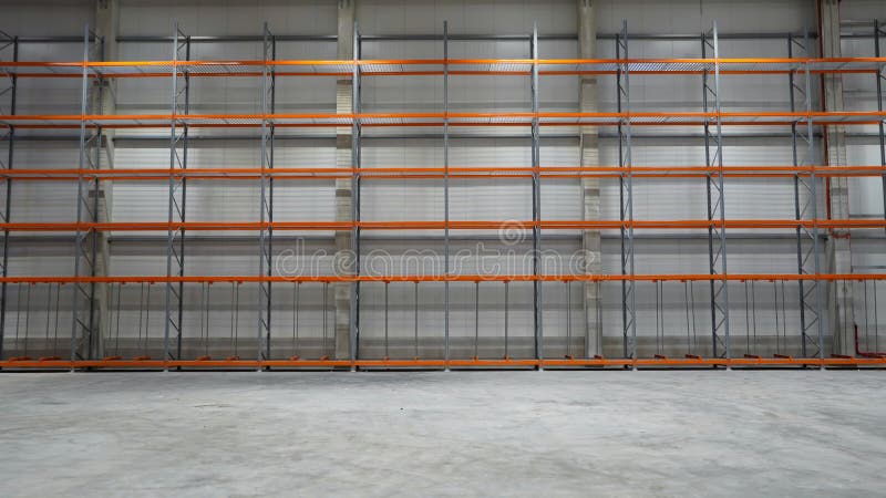 Logistics Warehouse with Empty High Racks Stock Photo - Image of stack ...