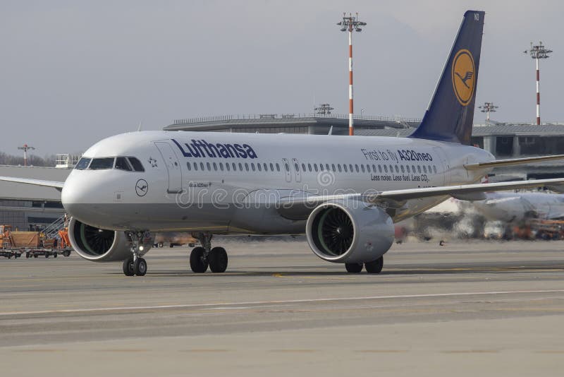 Lufthansa a 320 neo editorial photography. Image of airways - 182975407