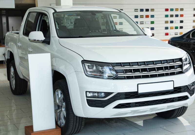 New Luxury White Car in Auto Dealership Stock Photo - Image of industry ...