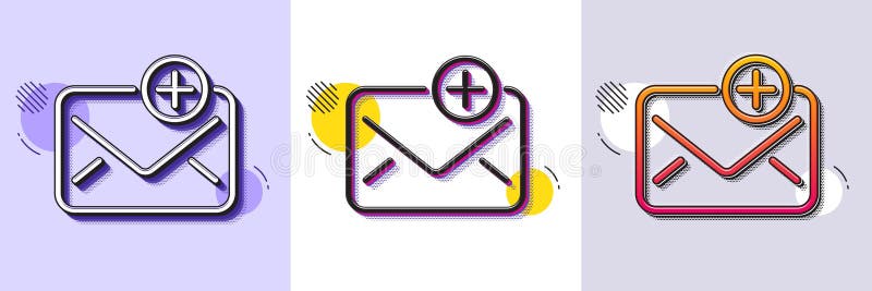 New Mail Line Icon. Add Message Correspondence Sign. Halftone Dotted ...