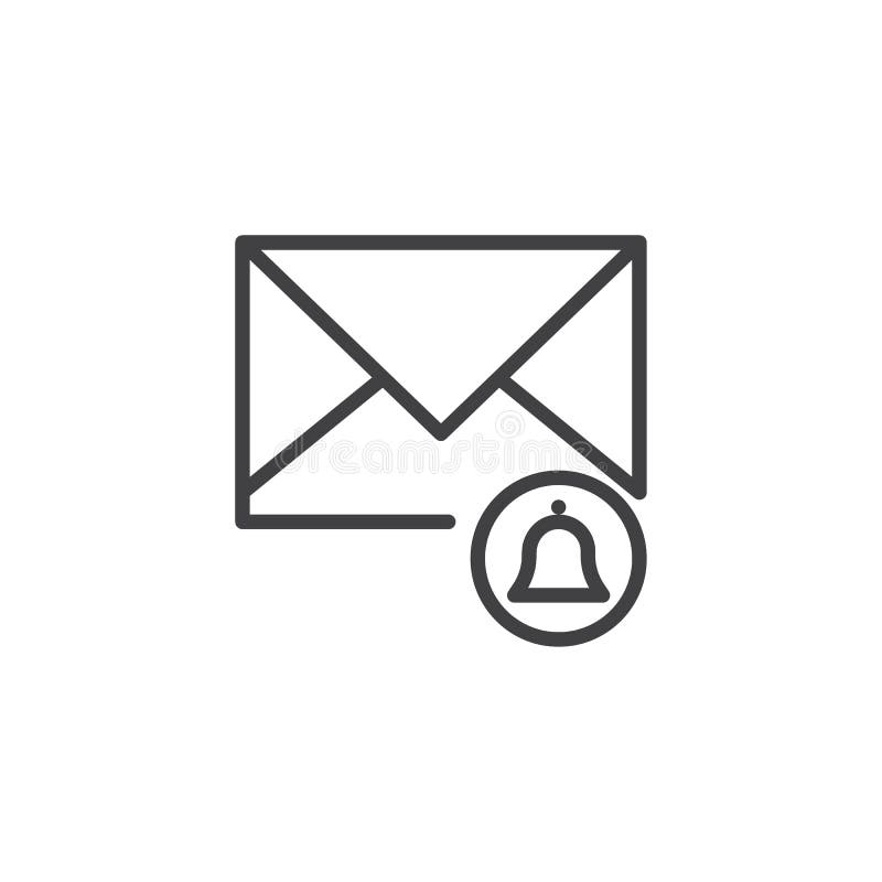 New Mail Notification Outline Icon Stock Vector - Illustration of icon ...