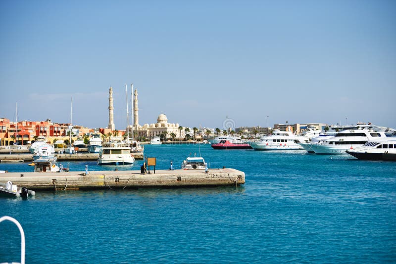 New Marina Bay View from the Sea, Egypt, Hurghada Stock Photo - Image ...