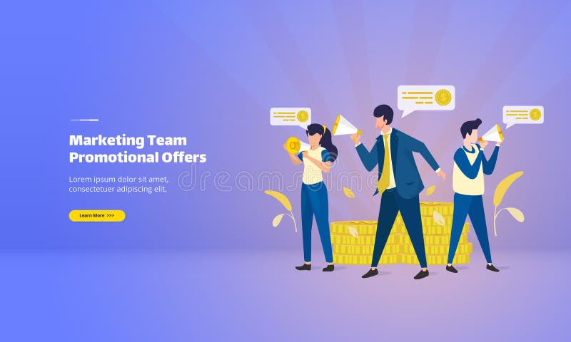 Marketing Team with Promotional Offers on Illustration Concept Stock ...