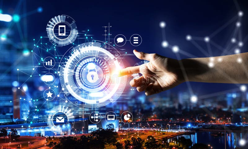 New Media Technologies in Use. Mixed Media Stock Illustration ...