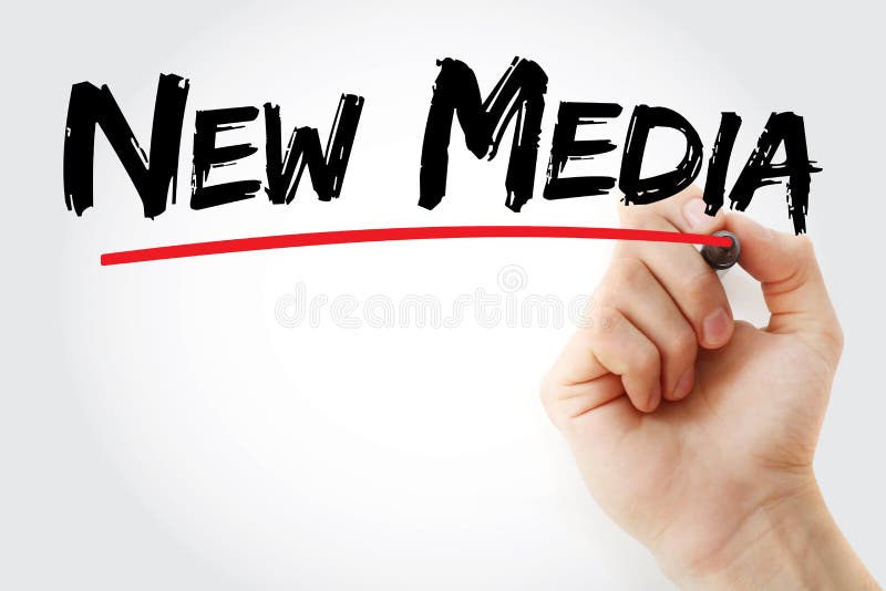 New media text with marker stock image. Image of graphic - 201070935