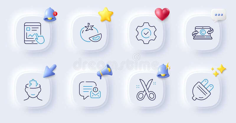 New Message, Electric Plug and Copywriting Notebook Line Icons. for Web ...