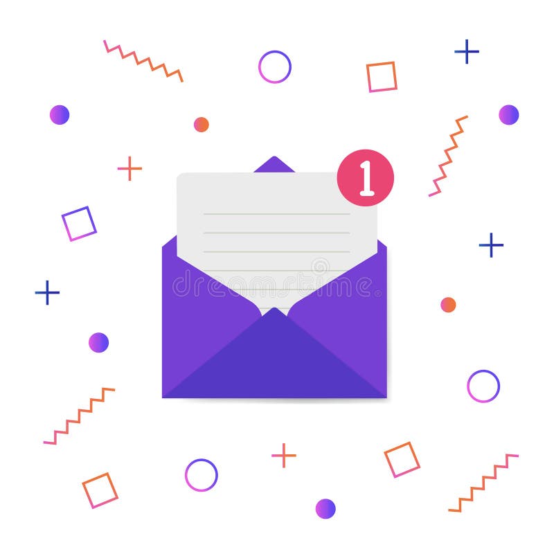 New Message Icon with Notification. Envelope Pointer with Incoming ...